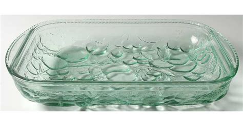 Orchard Fruit Green 13 Rectangular Baker By Libbey Glass Company