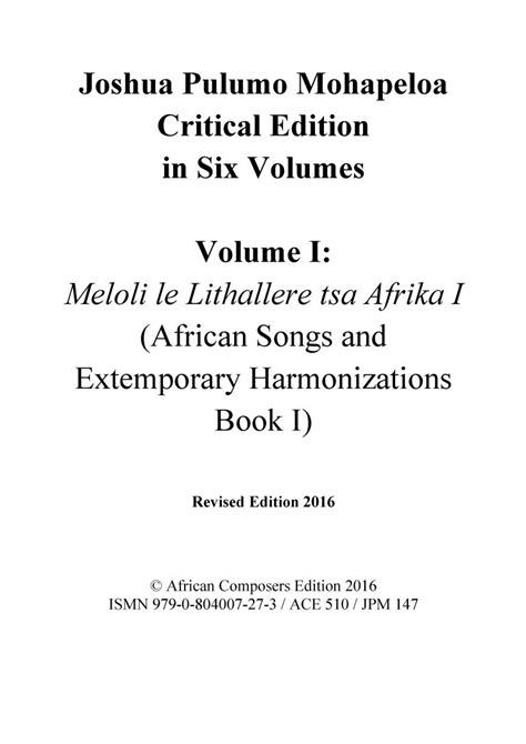 Collections African Composers Edition