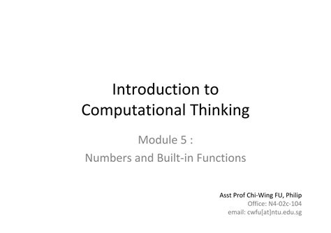 Lecture 5 Numbers And Built In Functions Ppt