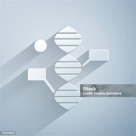 회색 배경에 분리 된 종이 잘라 Dna 기호 아이콘 종이 아트 스타일입니다 벡터 일러스트레이션 Dna에 대한 스톡 벡터 아트 및 기타 이미지 Istock