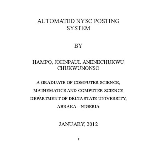 Doc Automated Nysc Posting System By Hampo Johnpaul Anenechukwu Chukwunonso