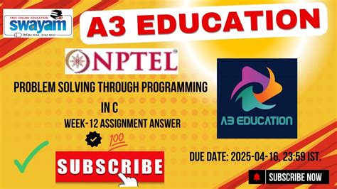 Nptel Problem Solving Through Programming In C Week 12 Assignment Answers 2025 Jan Youtube