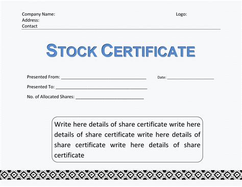 40 Free Stock Certificate Templates Word Pdf Template Lab