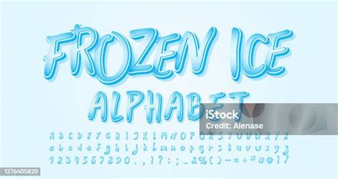 냉동 얼음 알파벳 전단지 포스터 겨울 테마의 배너를위한 만화 필기 글꼴 벡터 일러스트레이션 컴퓨터 글자에 대한 스톡 벡터 아트