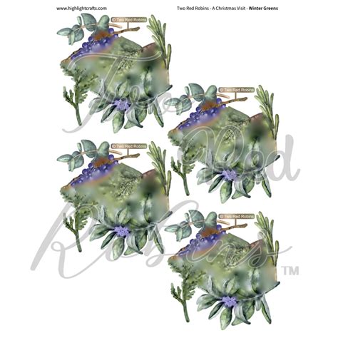 Two Red Robins Winter Greens Reflections Download 2 Highlight Crafts