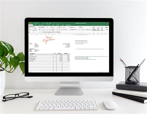 Excel Invoice Template Formulas Invoice Spreadsheet With Excel Formulas Instant Download