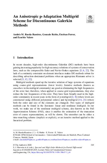 Pdf An Anisotropic P Adaptation Multigrid Scheme For Discontinuous Galerkin Methods