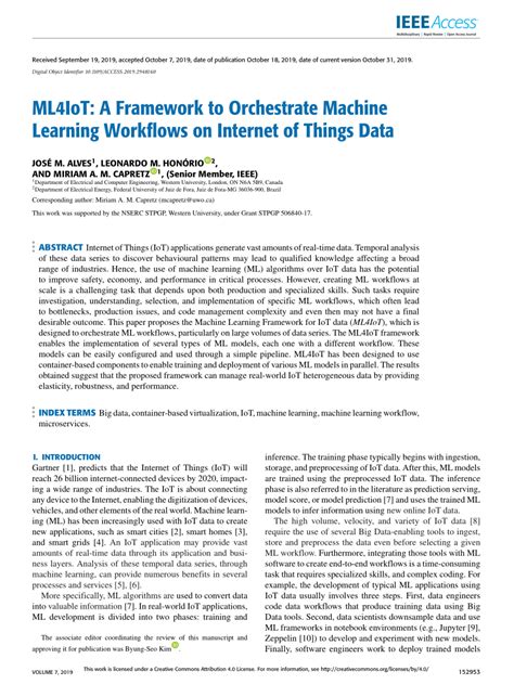 Pdf Ml4iot A Framework To Orchestrate Machine Learning Workflows On