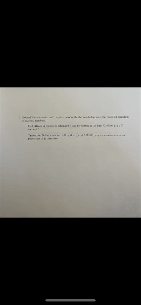 Solved 6 10 Pts Write A Careful And Complete Proof Of The