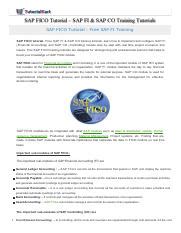 Sap Fico Tutorial Pdf SAP FICO Tutorial SAP FI SAP CO Training Tutorials SAP FICO Tutorial
