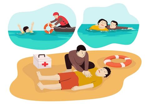 Premium Vector Vector Illustration Show How To Save Drowning People