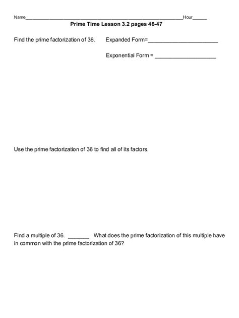 Fillable Online What Is The Prime Factorization Of 36 In Exponential Form Fax Email Print