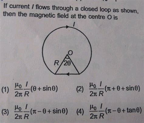 If Current Flows Through A Closed Loop As Shown Then The Magnetic Field The Centre O Is