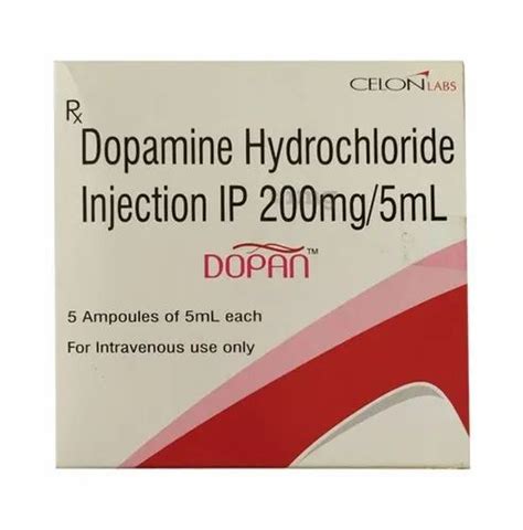 Dopan Dopamine Hydrochloride Injection 5 Ampoules Of 5 Ml Each Celon