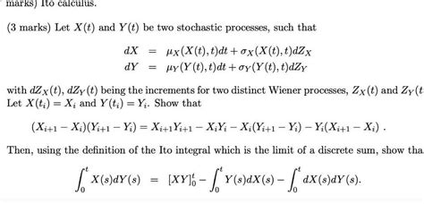 [answered] Marks Ito Calculus 3 Marks Let X T And Y T Be Two Stochastic