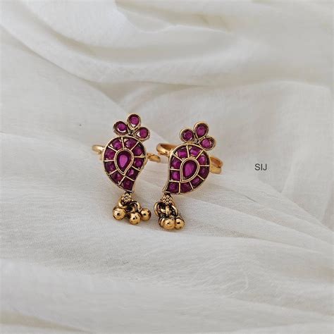 Mango Design Purple Ruby Stone Toe Rings South India Jewels