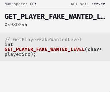 GetPlayerFakeWantedLevel FiveM Natives Cfx Re Docs