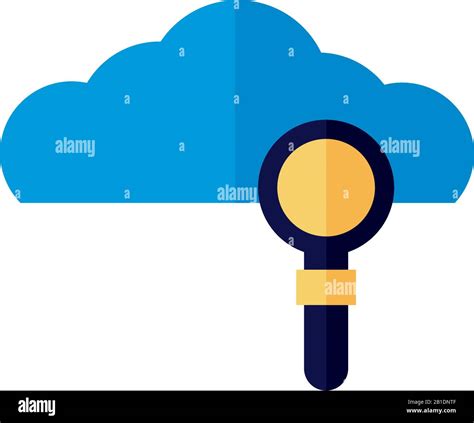 Cloud Computing With Magnifying Glass Flat Style Stock Vector Image