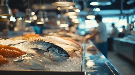 Man Cutting Fish At Market Premium Ai Generated Image