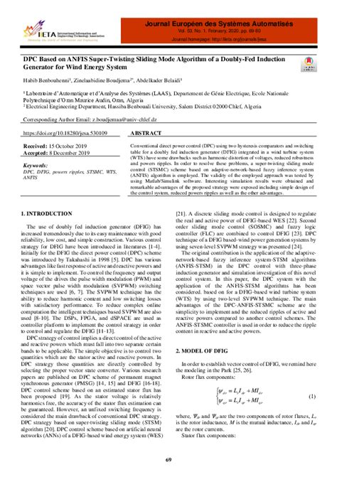 Pdf Dpc Based On Anfis Super Twisting Sliding Mode Algorithm Of A
