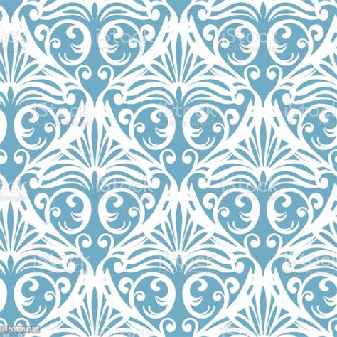 컬이 있는 매끄러운 빈티지 패턴 바로크 스타일의 벽지 꽃 장식입니다 민족 부족 배경 벡터 그림 천 포장 카드 직물에 대한 템플릿 디자인 0명에 대한 스톡 벡터 아트 및 기타