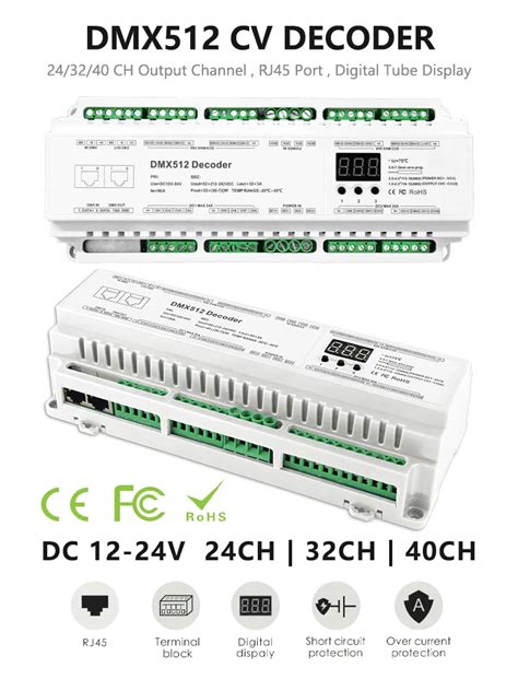 DMX512 To Constant Voltage PWM LED Decoder 24CH 32CH 40CH