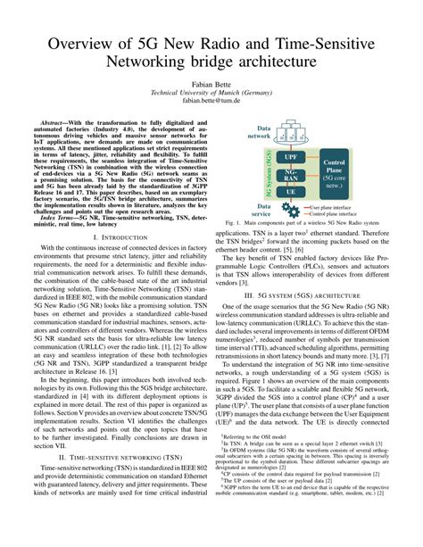pdf overview of 5g new radio and time sensitive networking bridge architecture