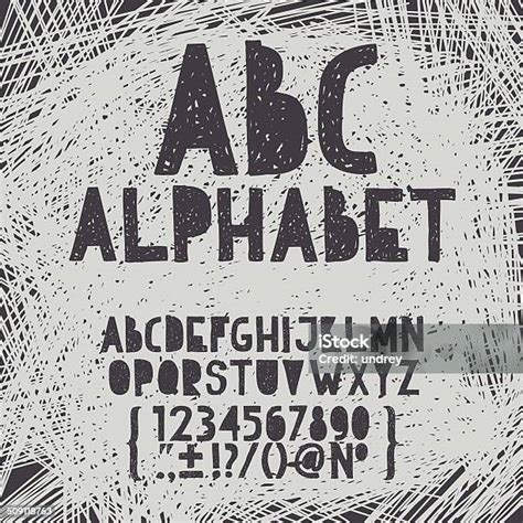 분필 손으로 그리기 낙서 Abc 알파벳 그런지 긁다 형식순 서체가 0명에 대한 스톡 벡터 아트 및 기타 이미지 0명 낙서