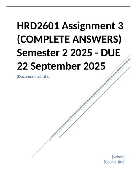 Hrd2601 Assignment 3 Complete Answers Semester 2 2025 Due 22