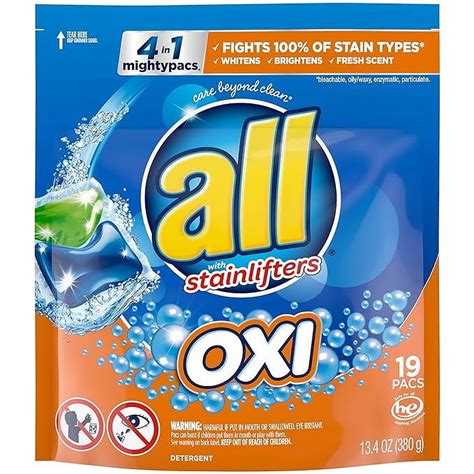 All Oxi Mighty Pacs Laundry Detergent 4 In 1 With Oxi Stain Removers