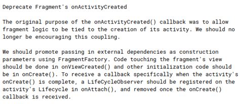 android fragment onactivitycreated is deprecated techenum