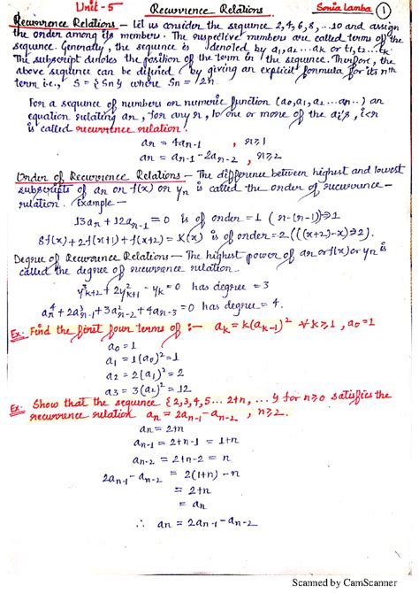 Recurrence Relation Unit 5 Recurrence Relations Sonia Lamba I