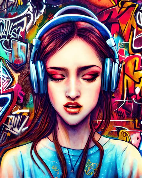 Hip Hop Girl Wearing Headphones In An Urban City · Creative Fabrica