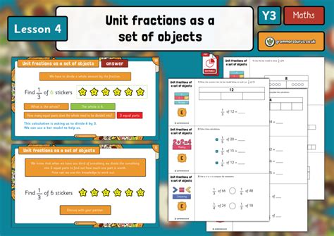 Year 3 Fractions B Unit Fractions As A Set Of Objects Lesson 4 Grammarsaurus