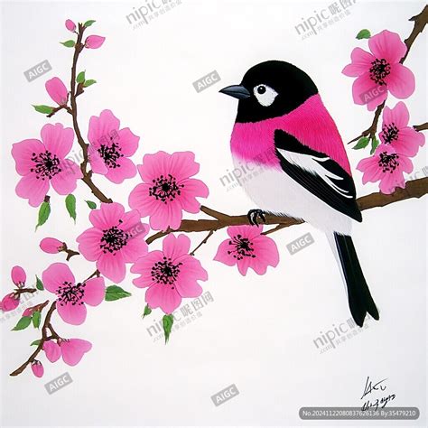 Ai创作图喜鹊梅花手绘 原创手绘花鸟图 原创手绘花鸟 樱花花鸟图花鸟画 手绘桃花花鸟图 桃花鸟装饰画 桃花贴画 手绘桃花花鸟 桃花花鸟图 装饰