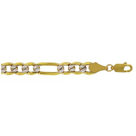 Cadena De Oro 10 K Cadena Fígaro 200 3×1 Ligera Pavé D´villalpando D