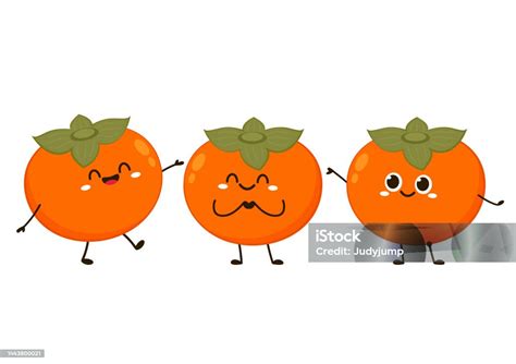 감 만화 벡터입니다 흰색 바탕에 감입니다 귀여운 감 캐릭터 디자인 10월에 대한 스톡 벡터 아트 및 기타 이미지 10월 가을 감 Istock