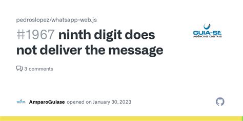 Ninth Digit Does Not Deliver The Message · Issue 1967 · Pedroslopez