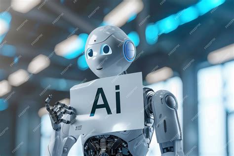 Premium Photo Smart Robot Holding Sign Aimachine Learning
