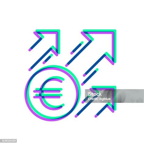 유로 증가 흰색 배경에 두 가지 색상이 오버레이된 아이콘 화살표에 대한 스톡 벡터 아트 및 기타 이미지 화살표 가격 개념 Istock