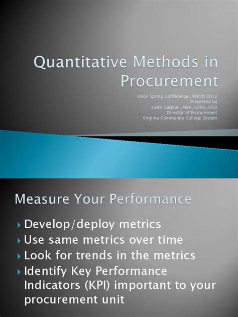 Quantitative Methods In Procurement Pdf Procurement Performance