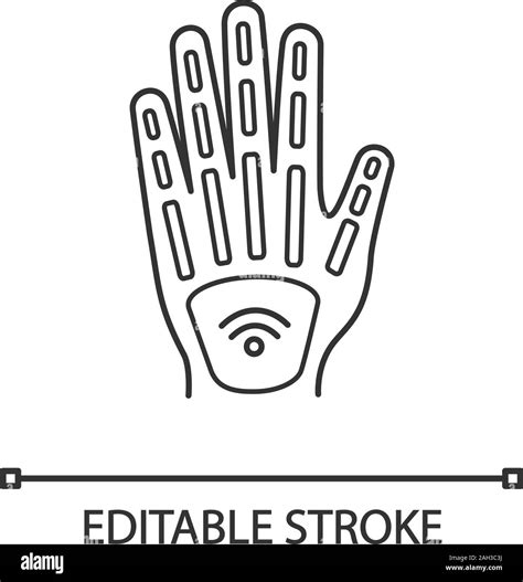 Human Microchip Implant In Hand Linear Icon Thin Line Illustration