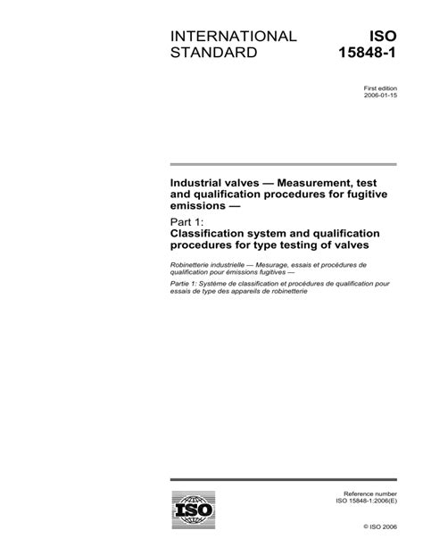 Iso 15848 1 Industrial Valves Fugitive Emissions Testing And Qualification