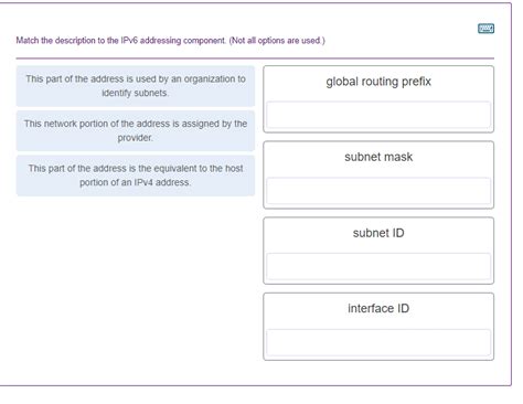 Solved Match The Description To The Ipv6 Addressing