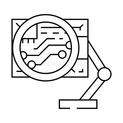 Pcb Inspection Electronics Line Icon Vector Illustration Stock Vector