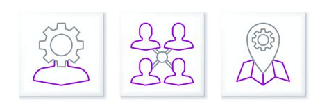 라인 위치 작업 내부 기어가 있는 인간 및 프로젝트 팀 기본 아이콘을 설정합니다 벡터 개념에 대한 스톡 벡터 아트 및 기타 이미지 개념 개체 그룹 경영자 Istock