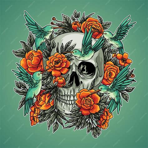 Premium Vector Skull Colibri Illustration
