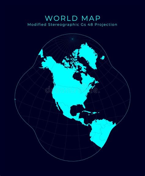 World Map Modified Stereographic Projection For Stock Vector Illustration Of Graphic Planet