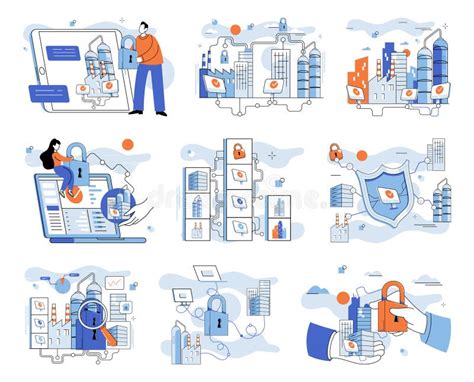 Data Protection Safety Measures Are Implemented To Safeguard Digital Assets Stock Vector