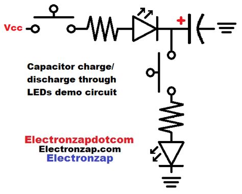 Capacitor Charge And Discharge Through Leds Circuit Electronzap